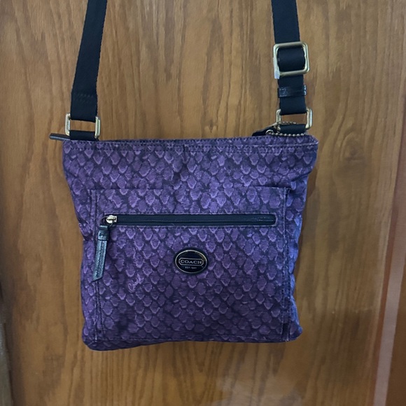 Coach | Bags | Coach Textured Purple Crossbody Bag | Poshmark